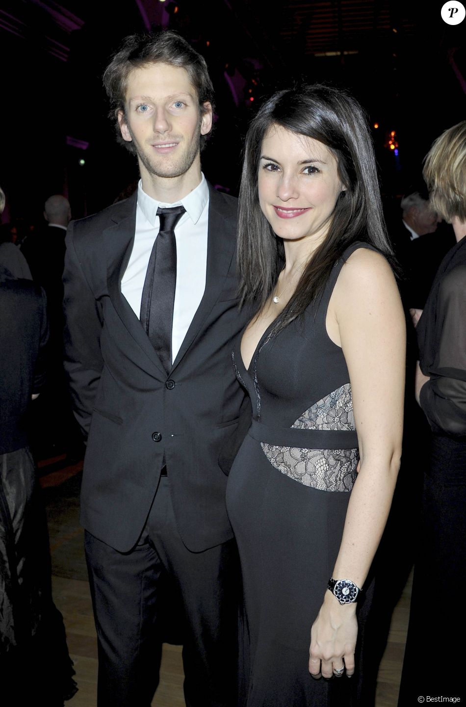 Romain Grosjean et sa femme Marion Jolles enceinte - Diner de Gala du 92eme Grand Prix d ...