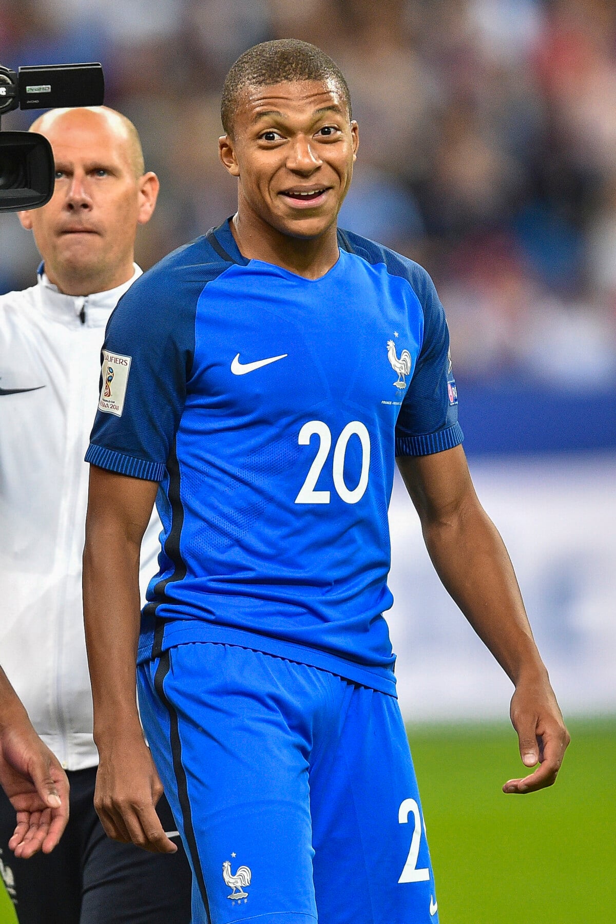 Photo : Kilyan Mbappé lors du match pour les éliminatoires de la Coupe ...