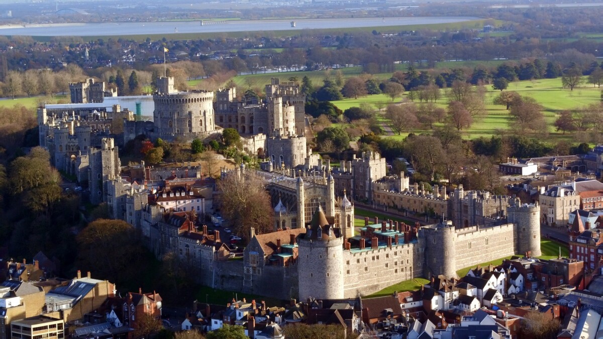 Photo : Vue aérienne du château de Windsor, le 30 novembre 2017, où le ...