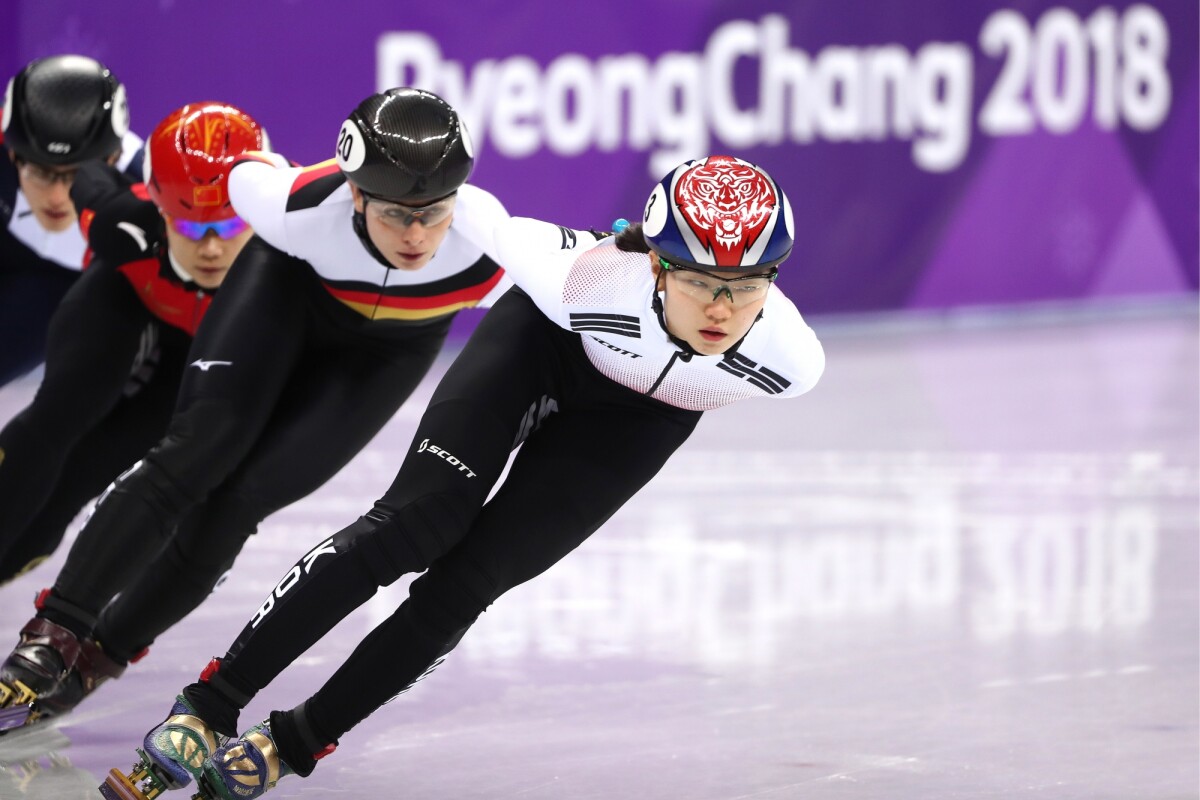 Photo : Shim Suk-hee lors des Jeux olympiques d'hiver de PyeongChang le ...