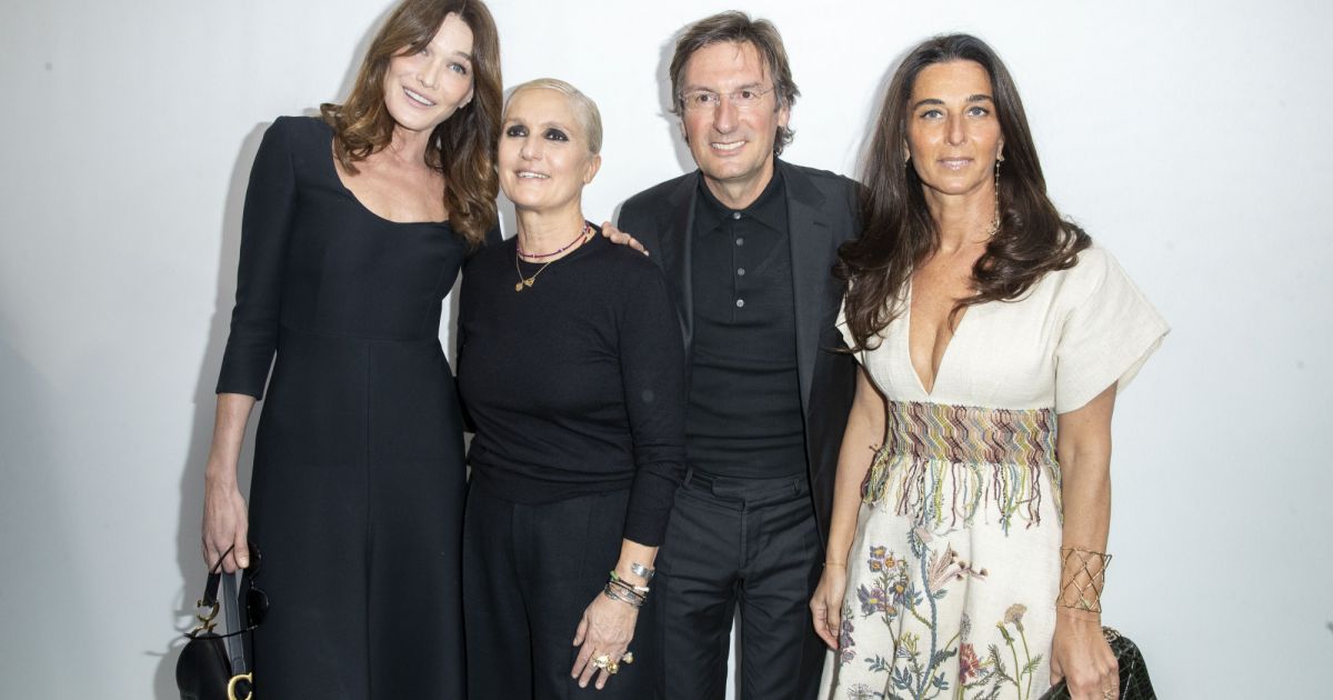 Carla Bruni-Sarkozy, la styliste Maria Grazia Chiuri, Pietro Beccari et ...