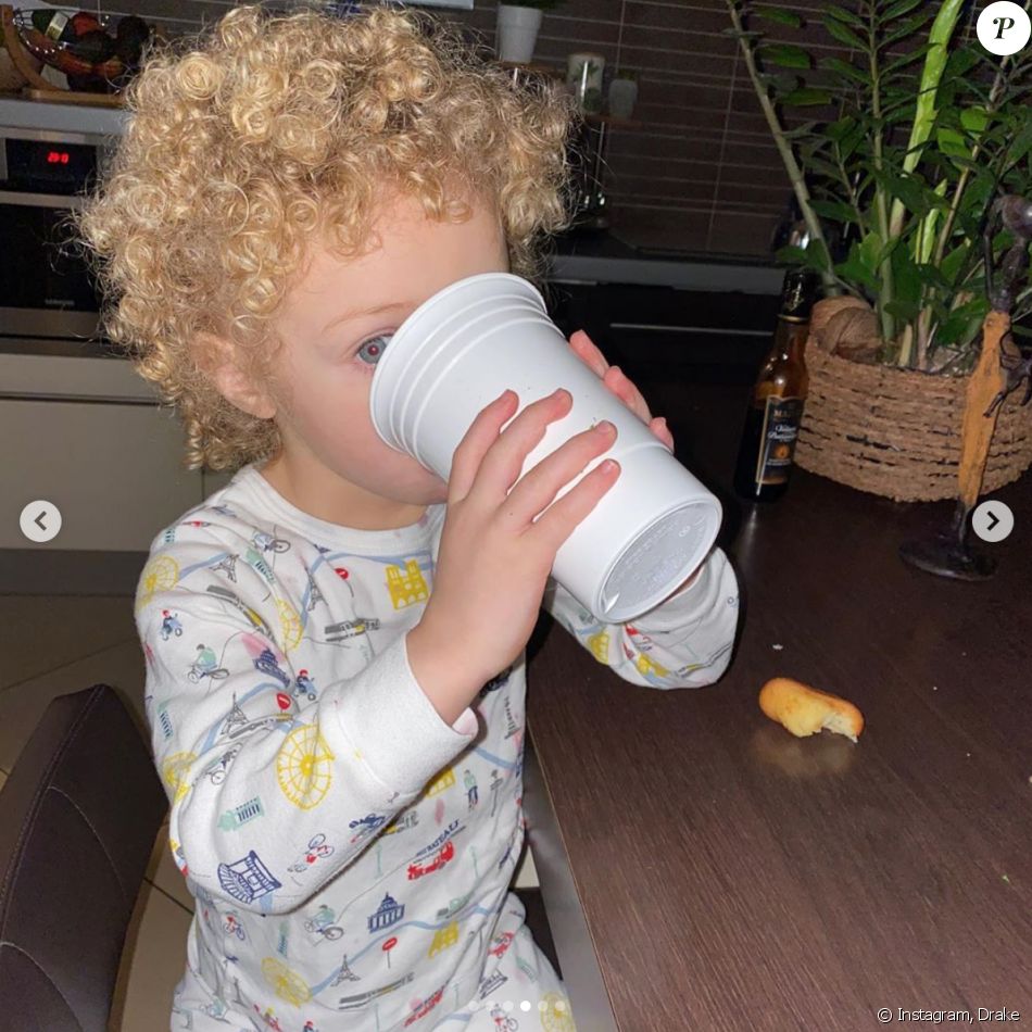 Adonis, le fils de Drake et Sophie Brussaux. Mars 2020. - Purepeople