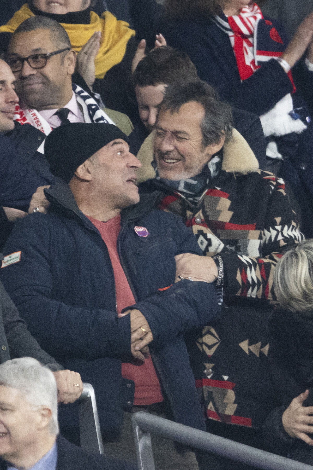 Photo : Jean-Luc Reichmann et Vincent Moscato dans les tribunes lors du ...