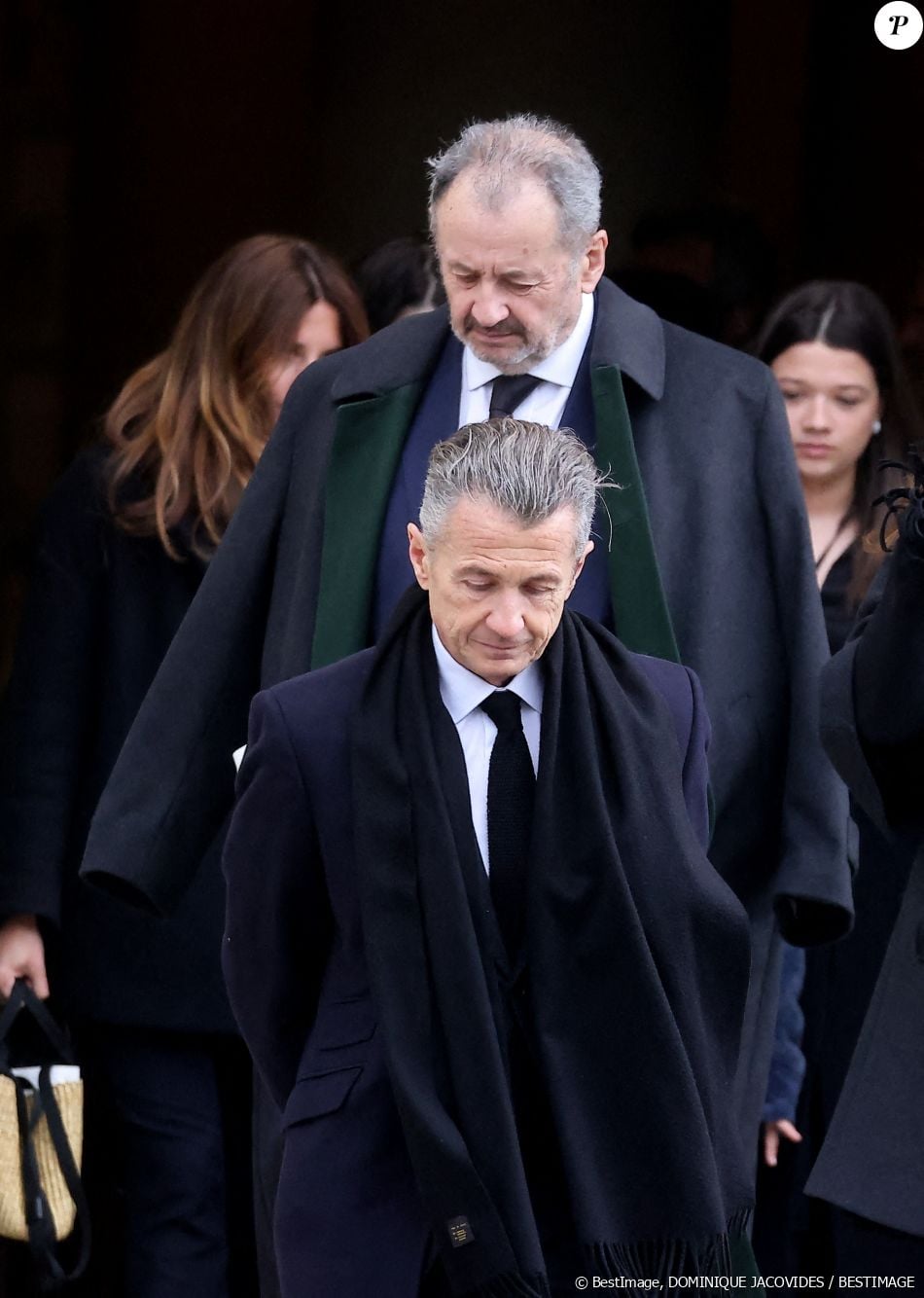 François Sarkozy, Guillaume Sarkozy - Sorties des obsèques de Päl ...