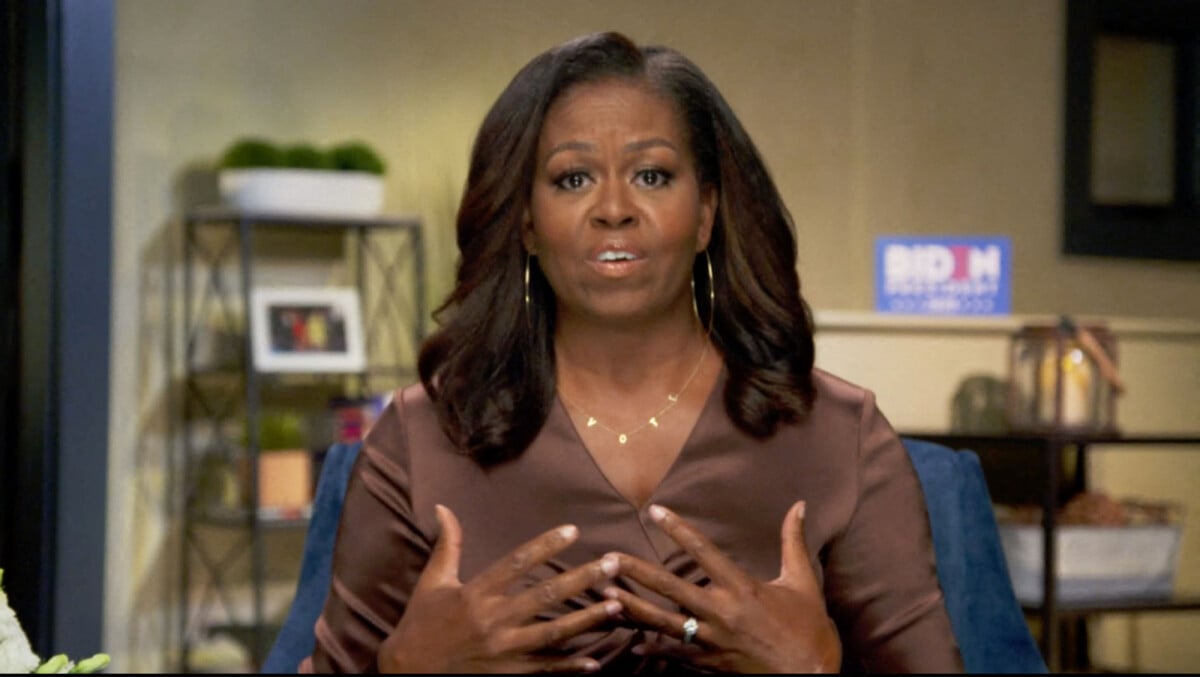 Photo : Michelle Obama - Visioconférence pour la Convention nationale ...