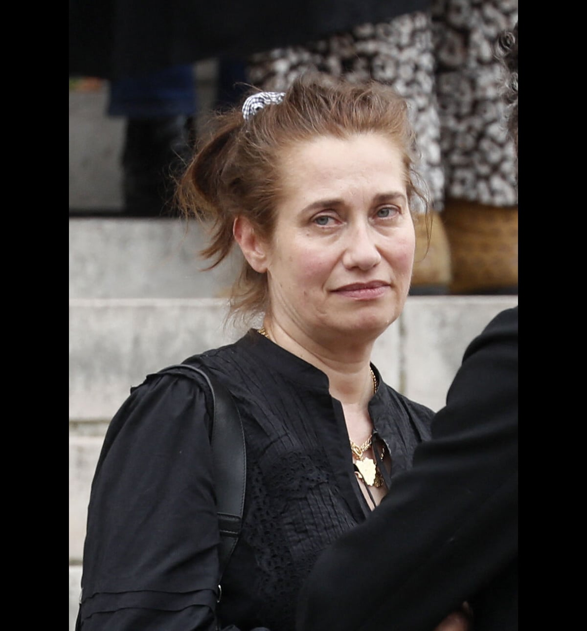 Photo : Emmanuelle Devos - Obsèques de Sophie Fillières au crématorium du cimetière du Père ...