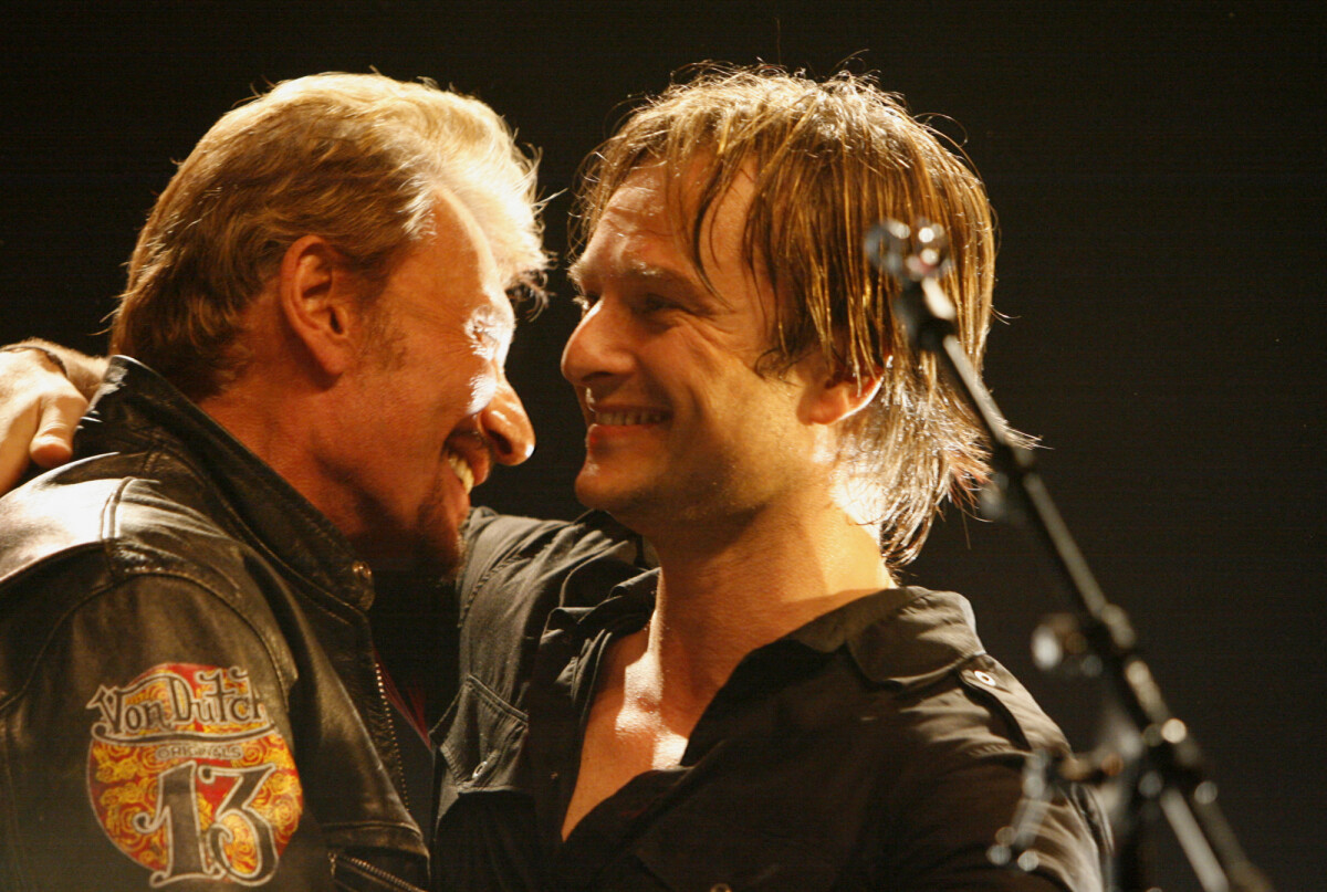 Photo : David Hallyday et son père Johnny Hallyday sur la scène de la ...