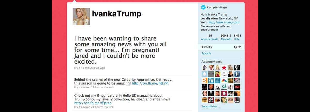 Photo : Page twitter d'Ivanka Trump - Purepeople