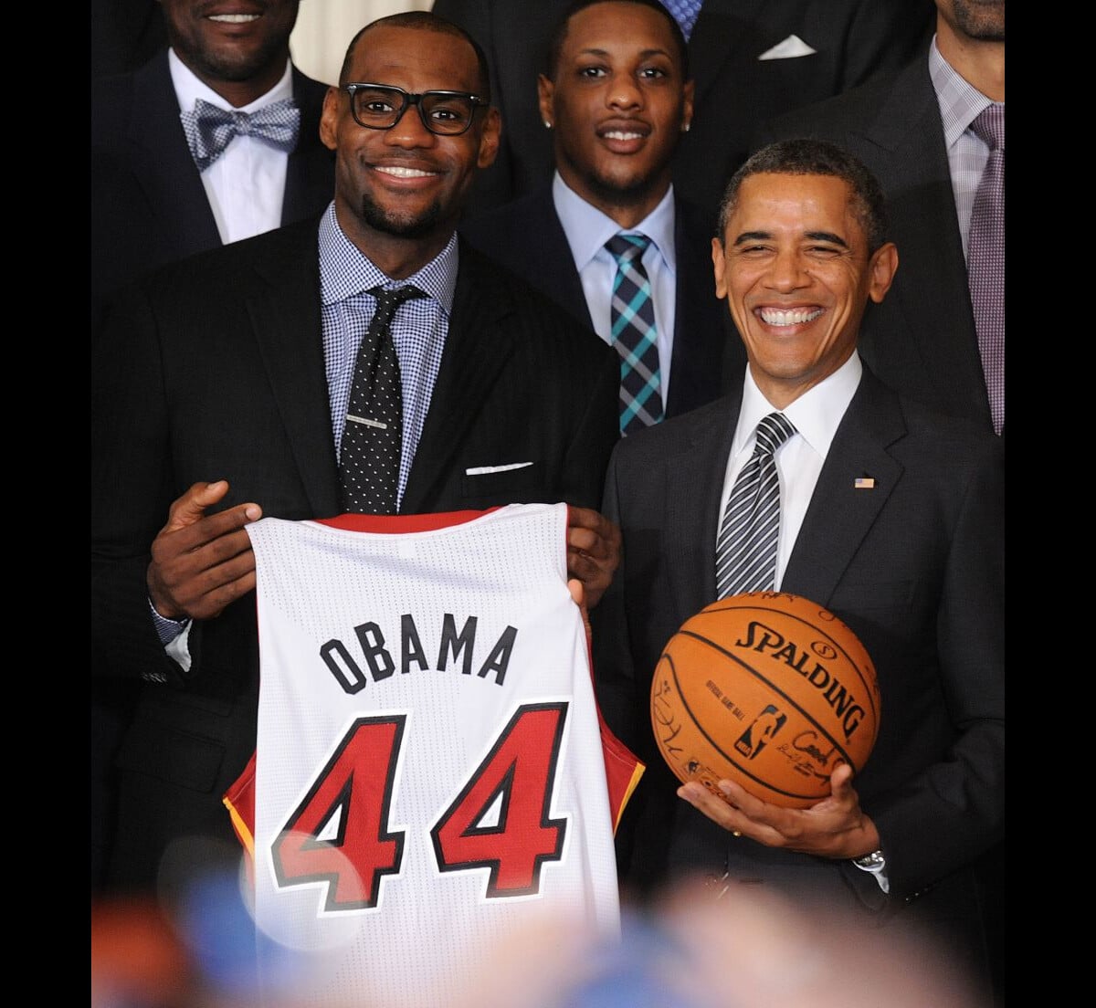 Photo : Dwyane Wade, LeBron James et Barack Obama lors d'une cérémonie ...
