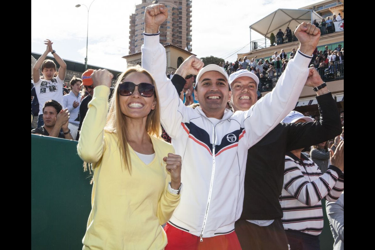 Photo : Jelena Ristic, heureuse arpès la victoire de son homme Novak ...
