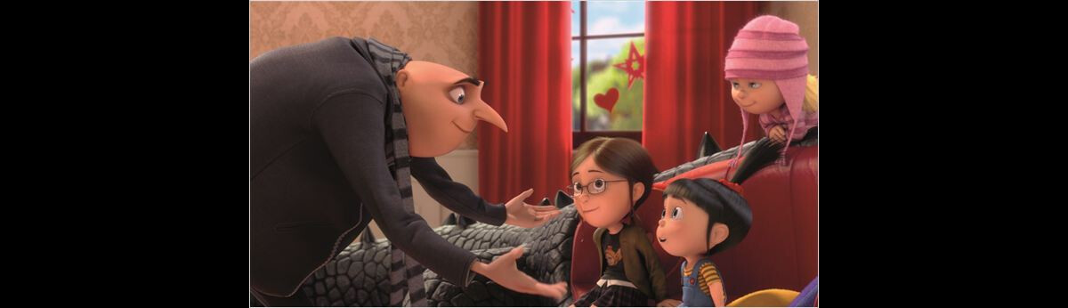 Photo : Gru avec ses trois petites filles adoptives. - Purepeople
