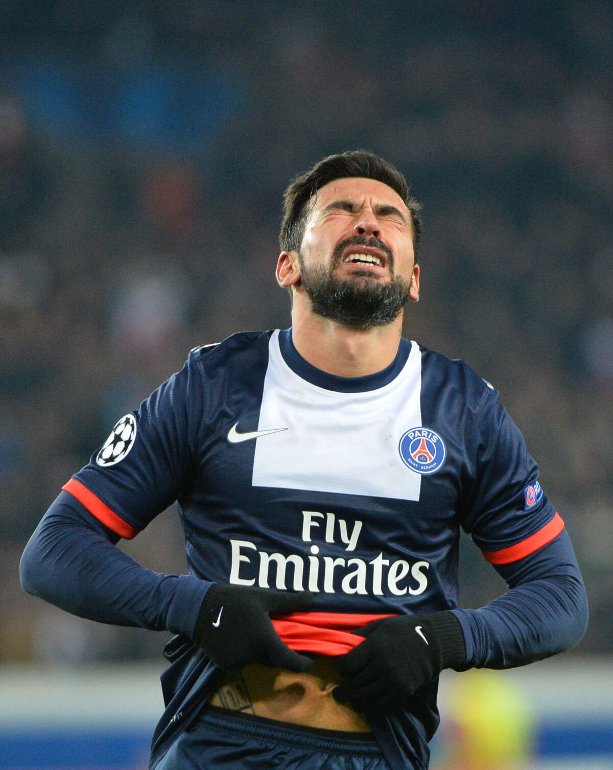 Photo : Ezequiel Lavezzi lors du match de ligue des champions entre le ...