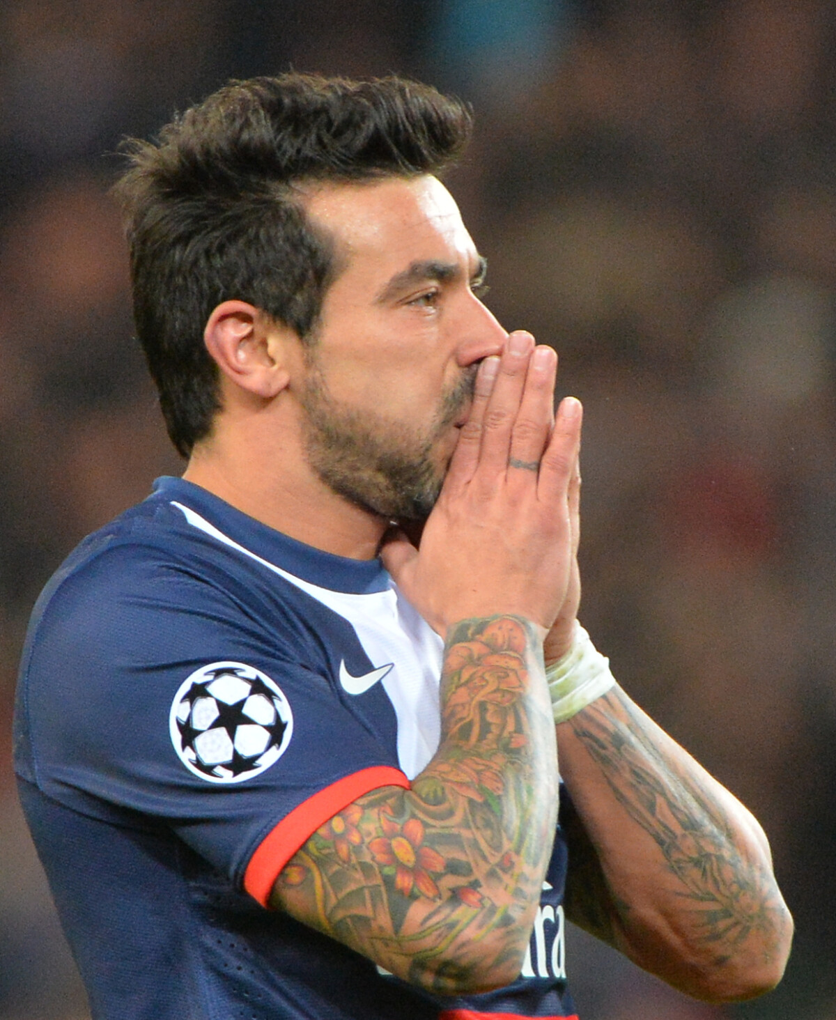 Photo : Ezequiel Lavezzi lors du match entre le Paris Saint-Germain et ...