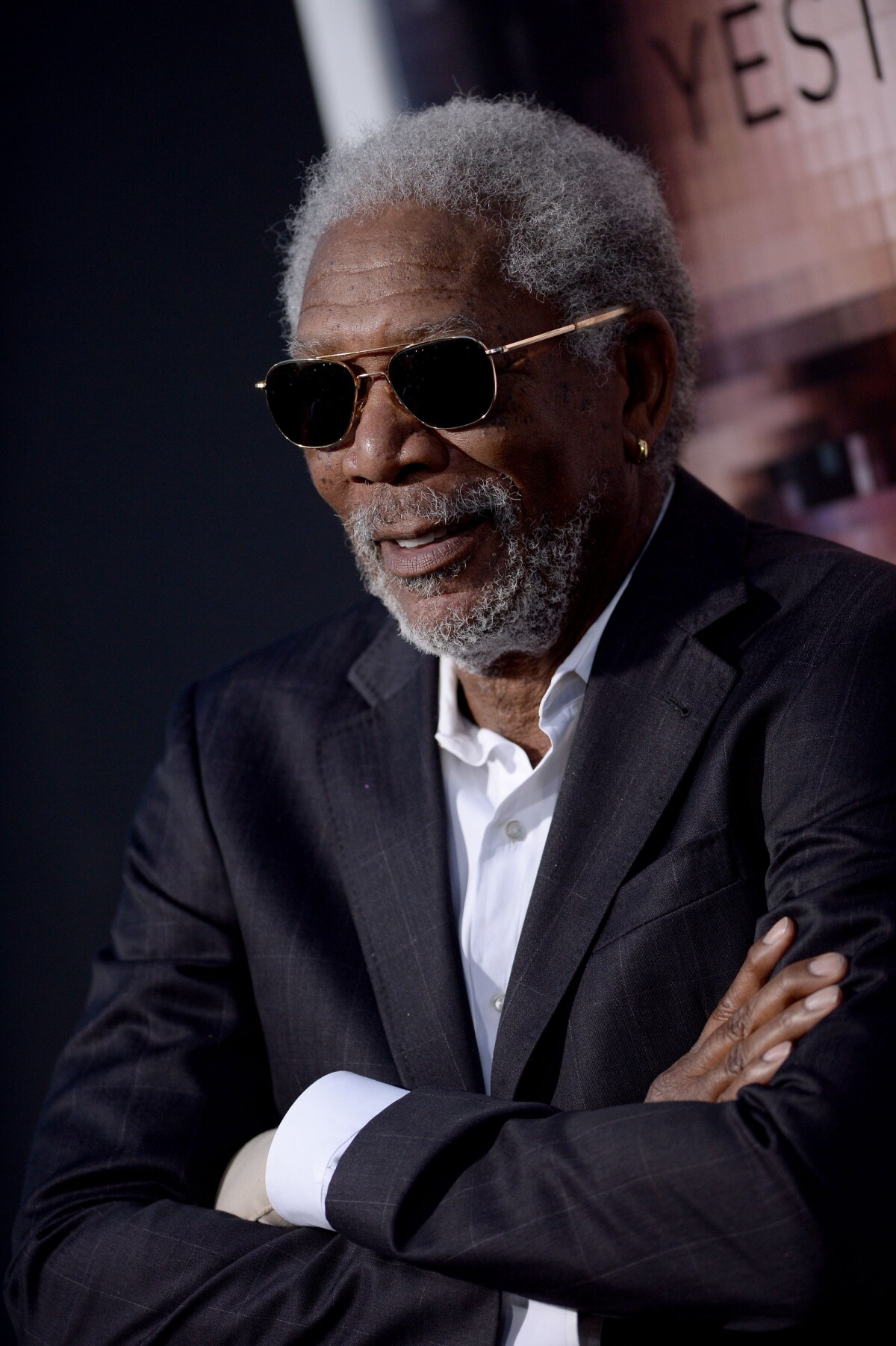 Photo : Morgan Freeman lors de la première de Transcendence au Regency ...