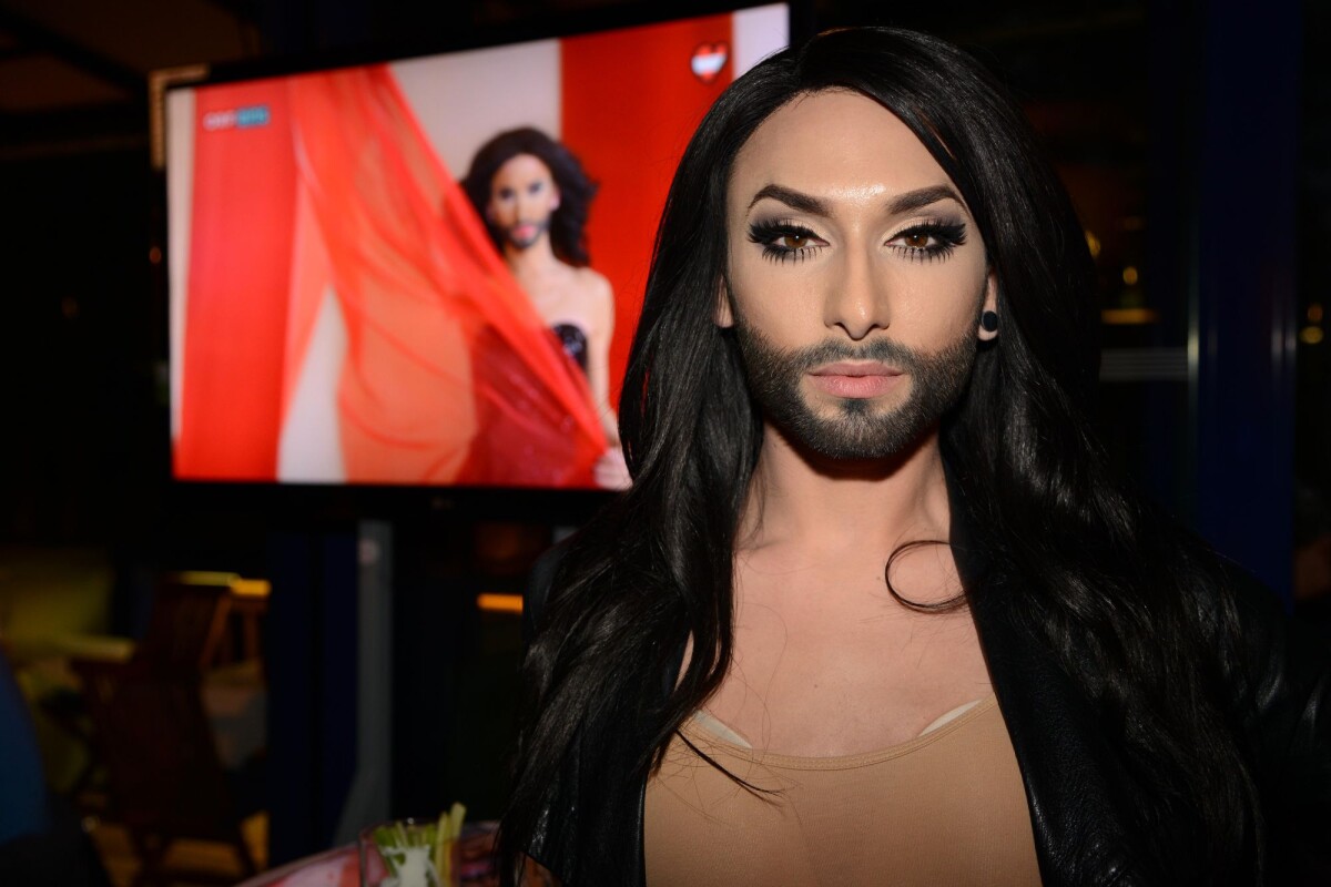 Photo : Conchita Wurst, représentant de l'Autriche à l'Eurovision, lors ...