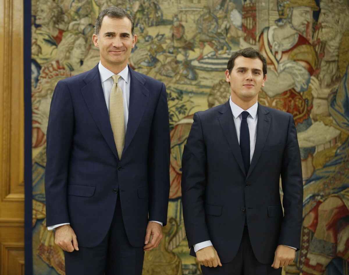 Photo : Le roi Felipe VI d'Espagne reçoit Albert Rivera, président de ...