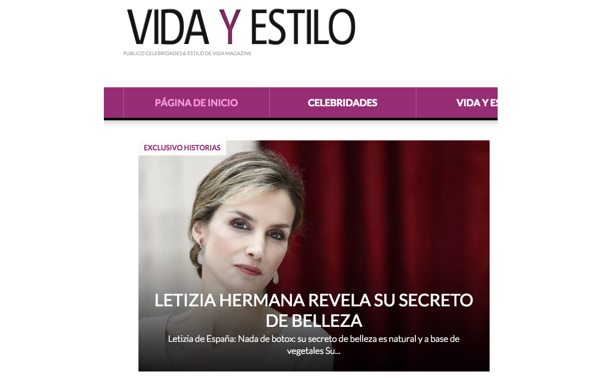 Photo : Capture d'écran du site Vida y Estilo, qui propose en février ...