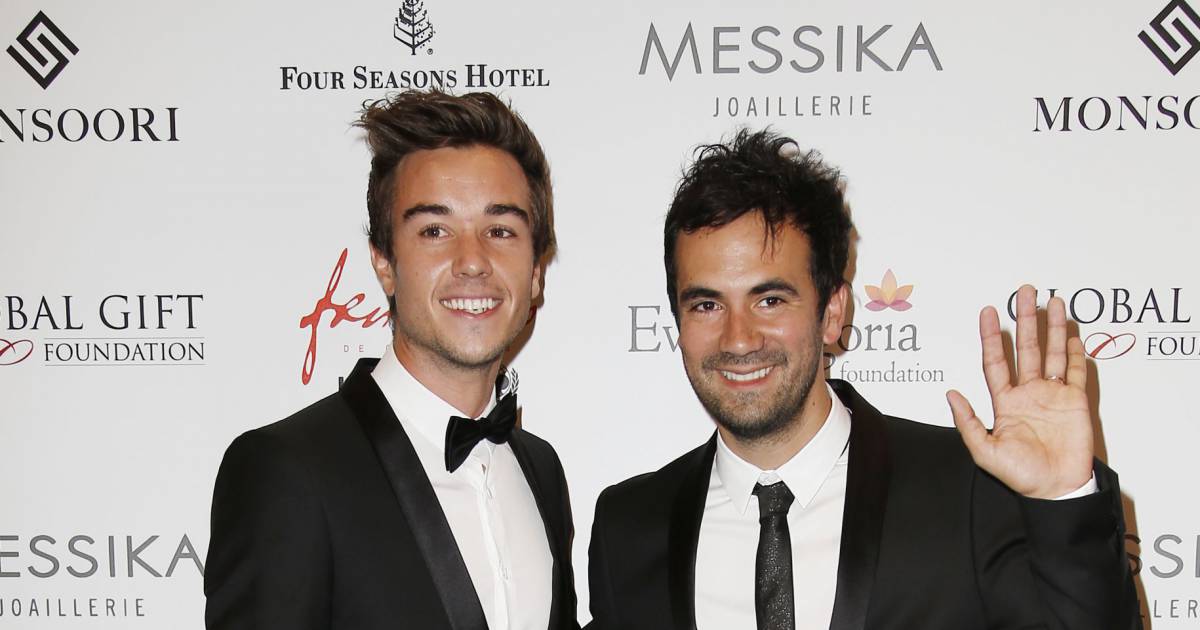 Alex Goude et son mari Romain - Photocall au Dîner du Global Gift Gala ...