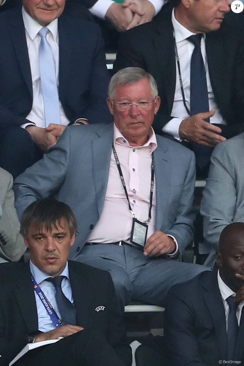 Sir Alex (Alexander) Ferguson (Fergie) lors du match Suède-Belgique ...