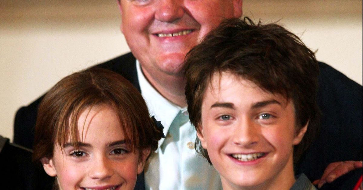 Robbie Coltrane, Emma Watson et Daniel Radcliffe en 2002. - Purepeople