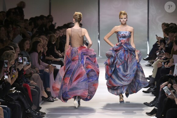 Photo Defile Giorgio Armani Prive collection Haute Couture printemps ete 2018 au Theatre National de Chaillot. Paris le 23 janvier 2018. Purepeople