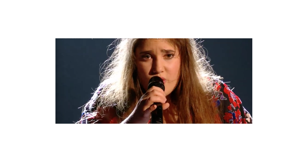 Sherley Paredes dans The Voice 7 sur TF1, le 31 mars 2018. - Purepeople