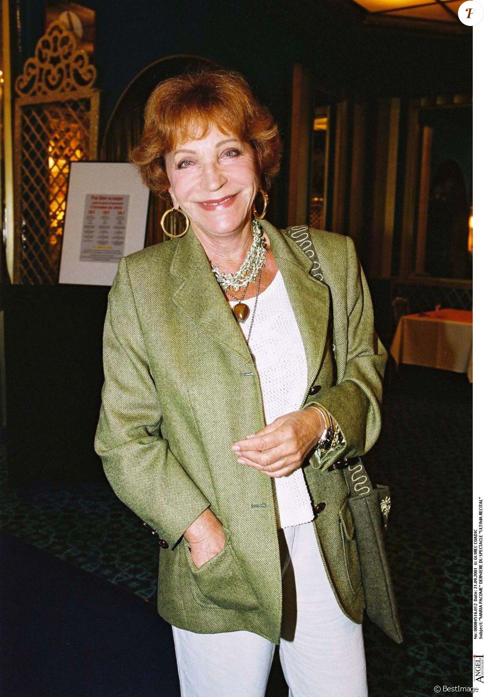 Maria Pacôme en septembre 2001 à Paris lors de la dernière de l'Ultima ...