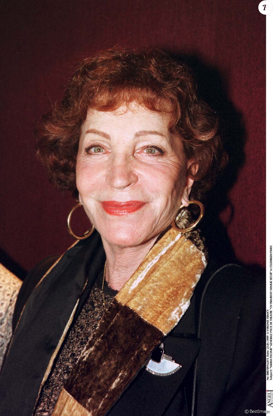 Maria Pacôme à Paris en 1999 lors de la générale d'Un Tramway nommé ...