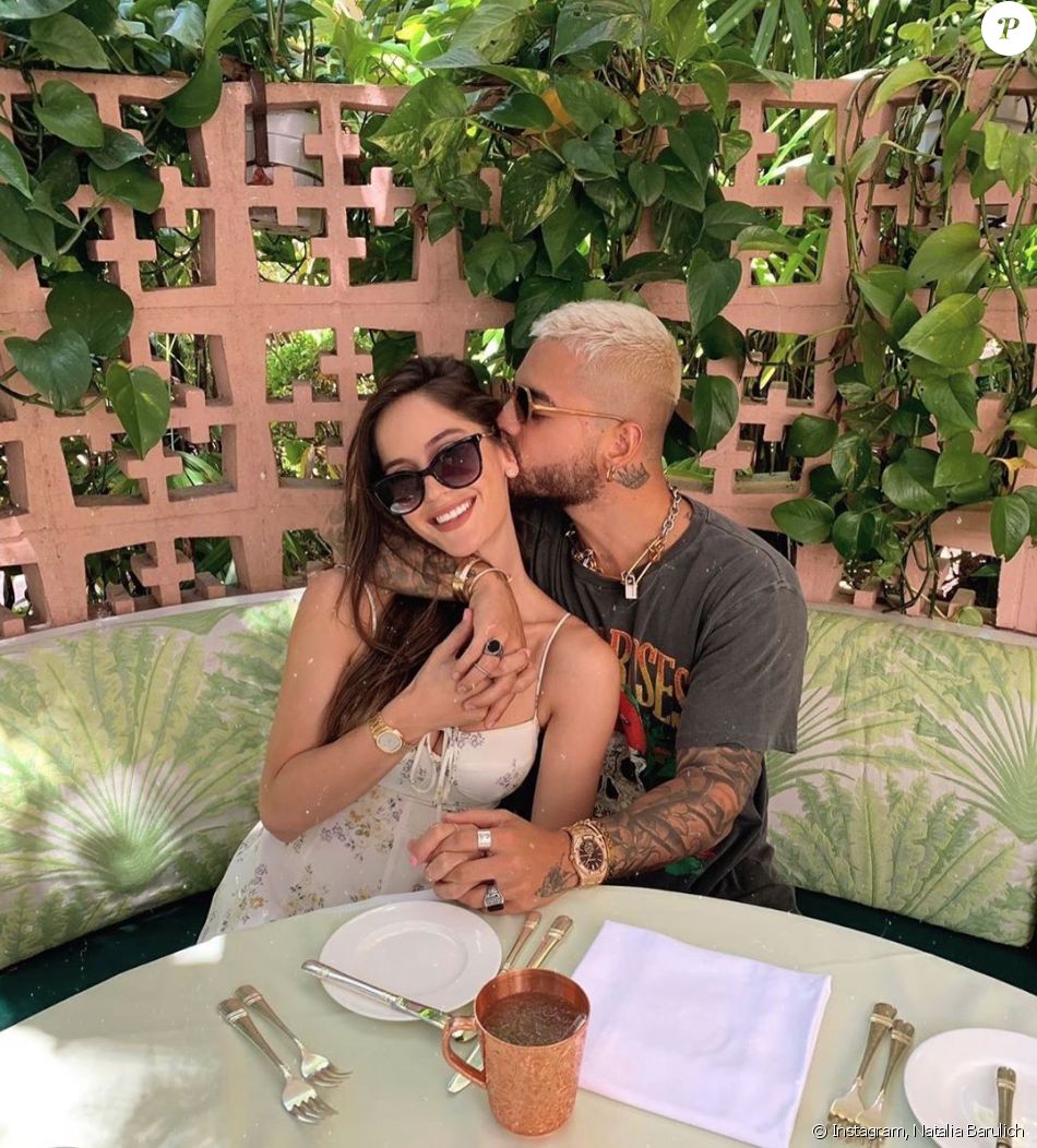 Natalia Barulich et son ex-compagnon Maluma à Beverly Hills. Août 2019 ...
