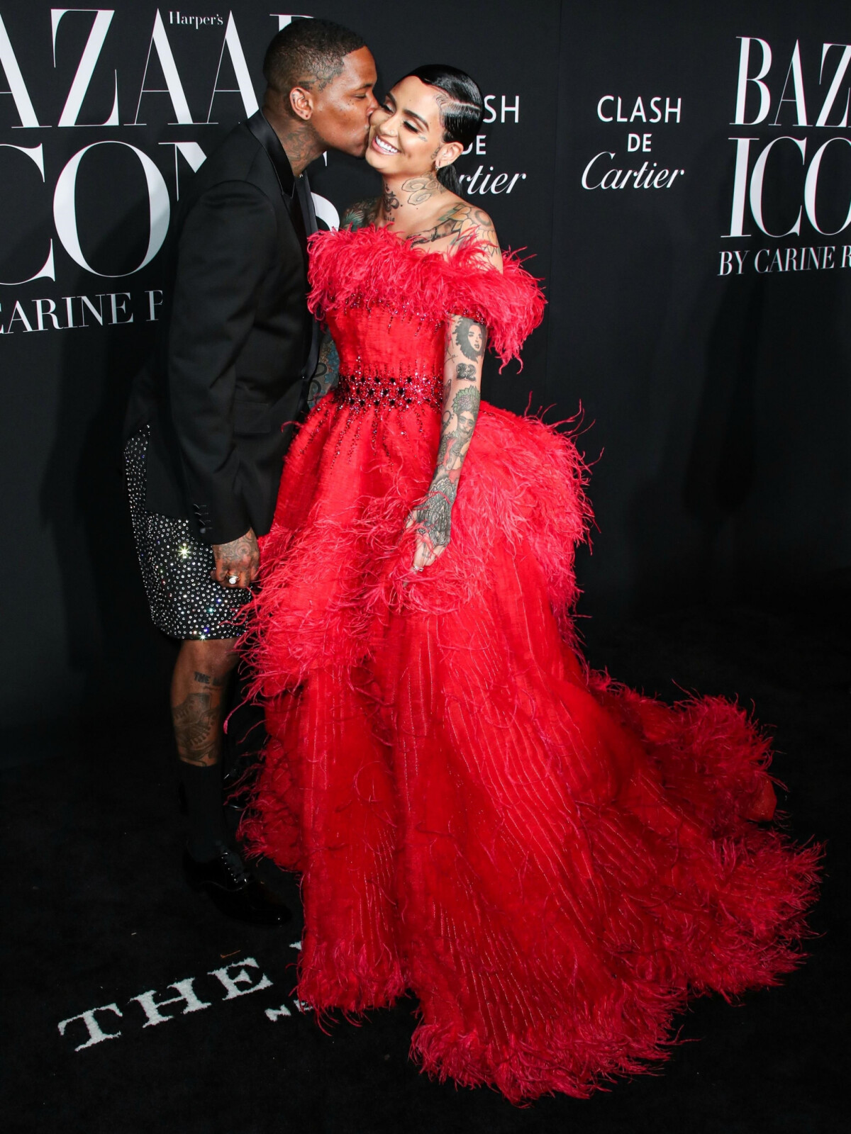 Photo : YG et sa compagne Kehlani - Photocall de la soirée Harper's ...
