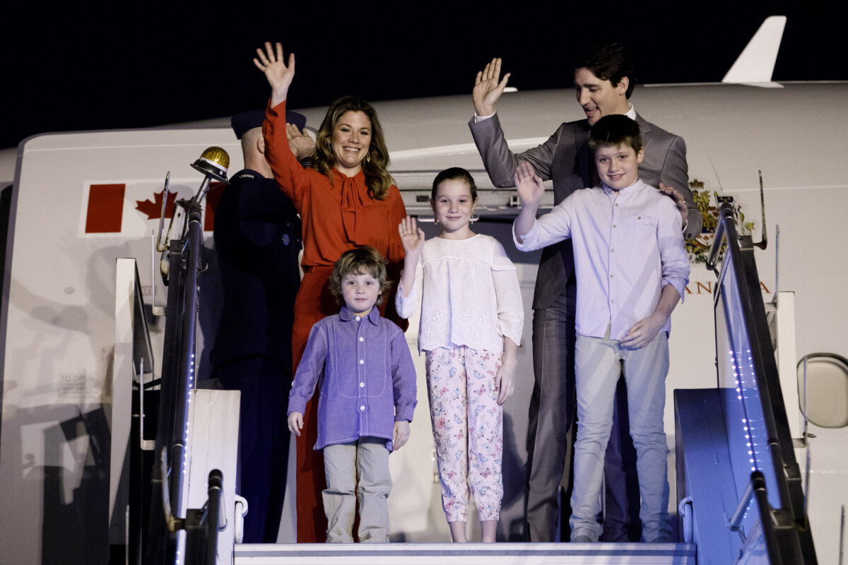 Photo : Justin Trudeau, premier ministre du Canada, arrive à New Delhi ...