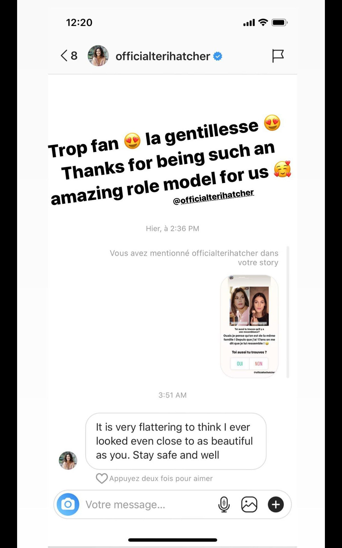 Photo : Iris Mittenaere est ravie d'avoir eu un message de Teri Hatcher ...