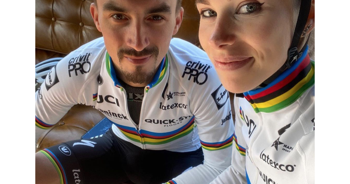 Marion Rousse et son compagnon Julian Alaphilippe. Décembre 2020 ...