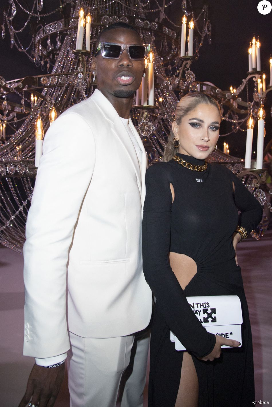 Paul Pogba et sa femme Maria Zulay Salaues au défilé Off-White™ au ...