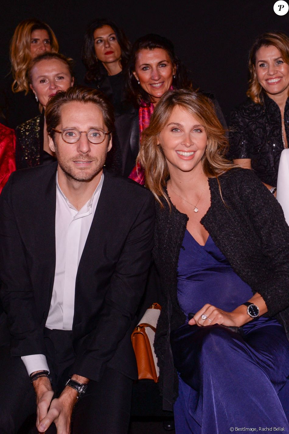 Mathieu Vergne et Ophélie Meunier (enceinte) lors de la soirée de ...