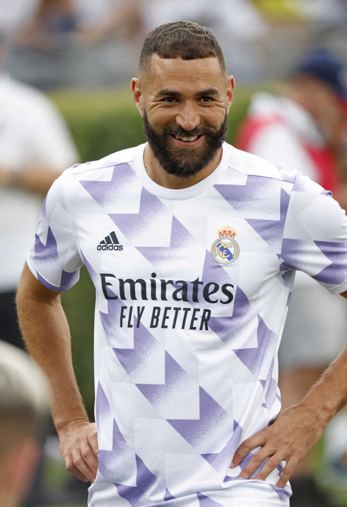 Photo : Karim Benzema lors d'un entrainement du Real Madrid à Pasadena ...