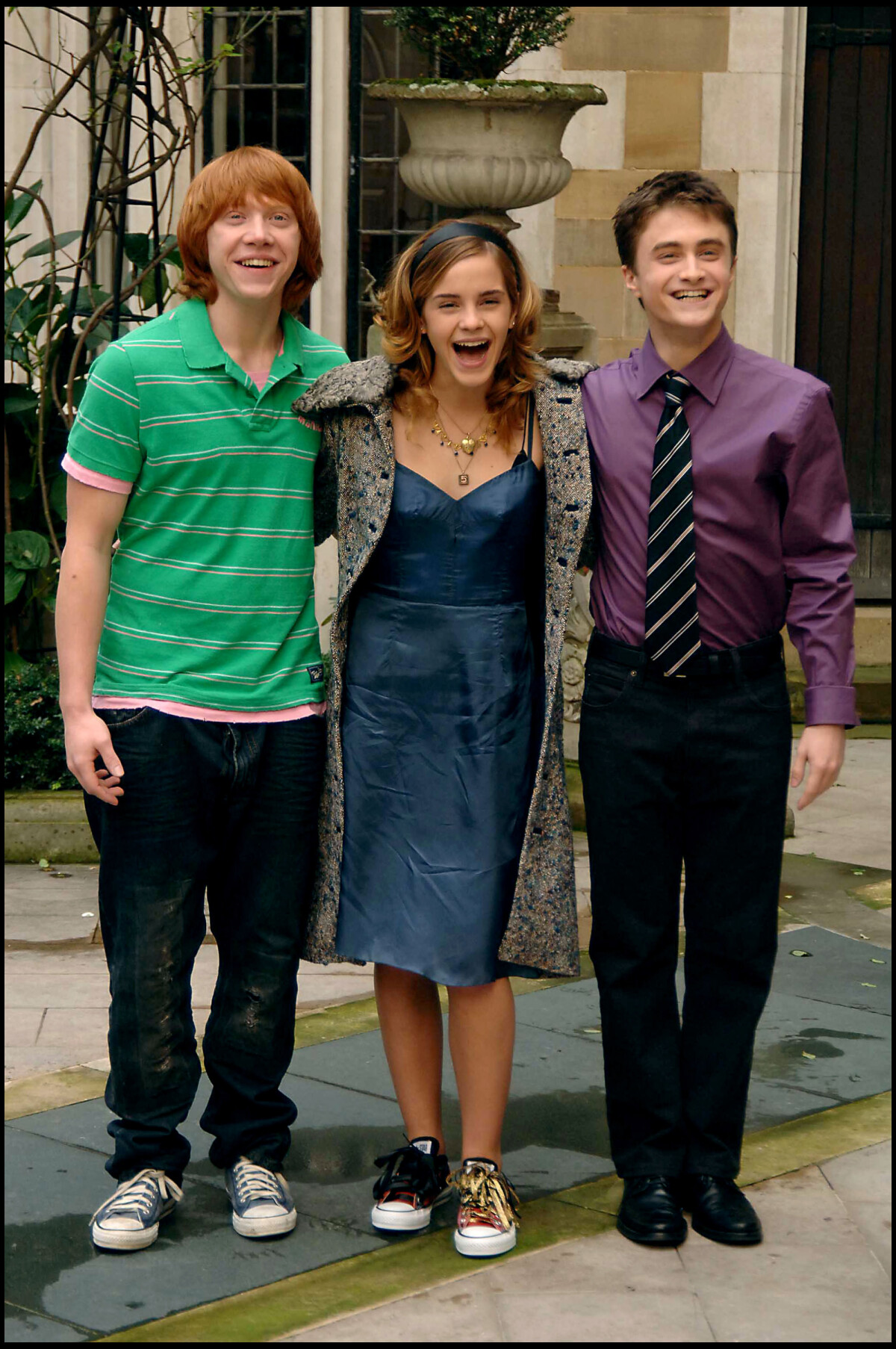 Photo : Rupert Grint, Emma Watson et Daniel Radcliffe à Londres en 2005 ...