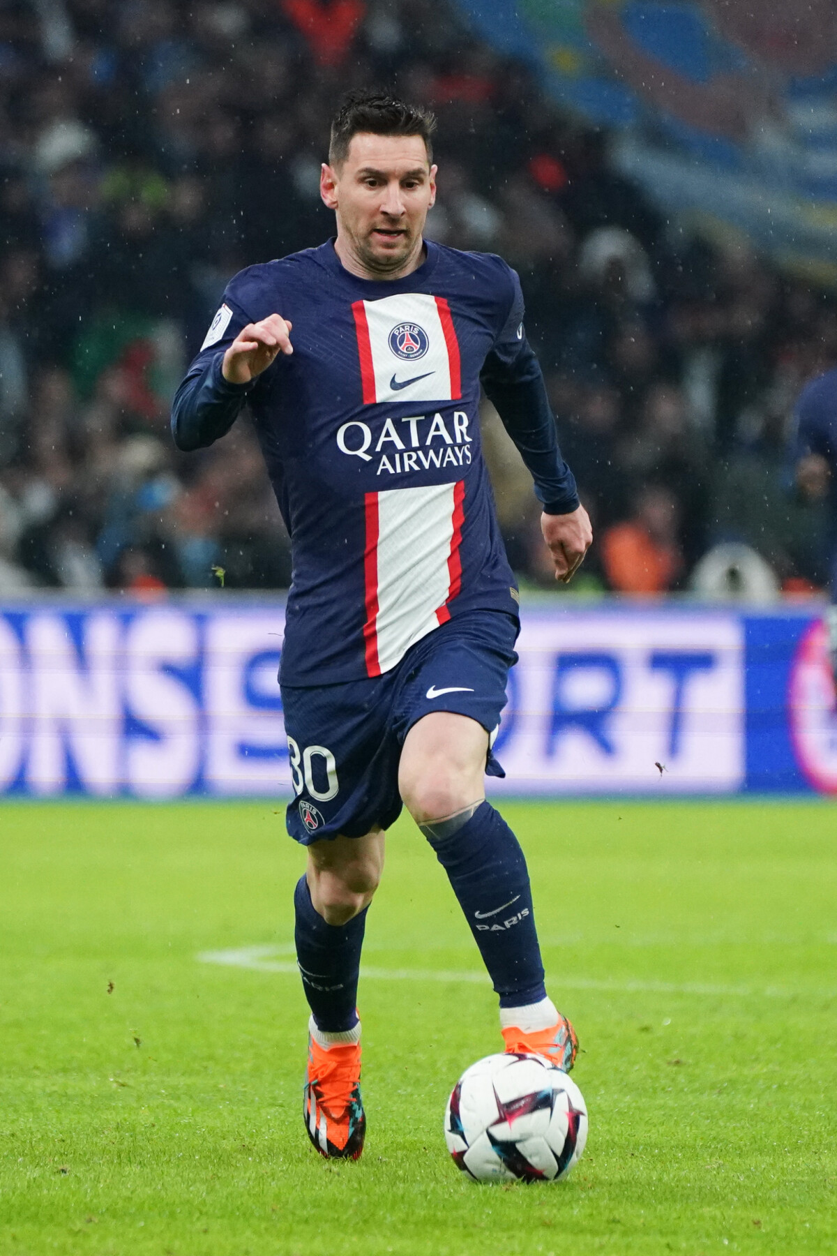 Photo : Lionel Messi lors du match de football en ligue 1 Uber Eats opposant le PSG à l'OM, au ...