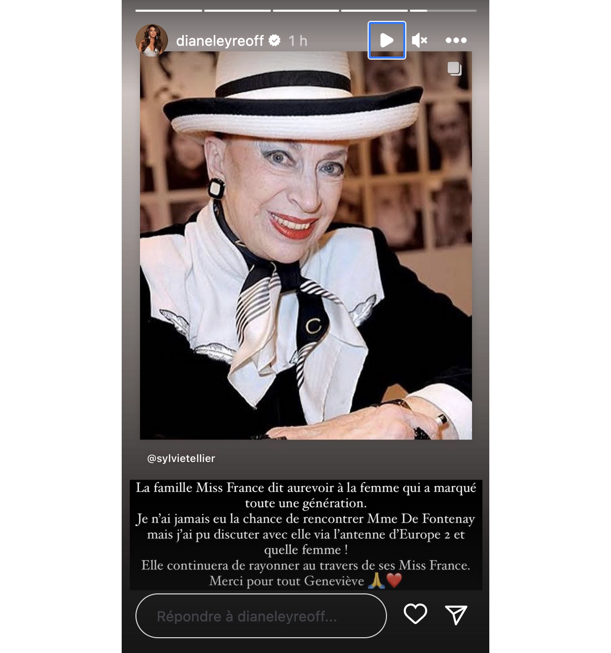 Photo : Diane Leyre rend hommage à Geneviève de Fontenay après l ...