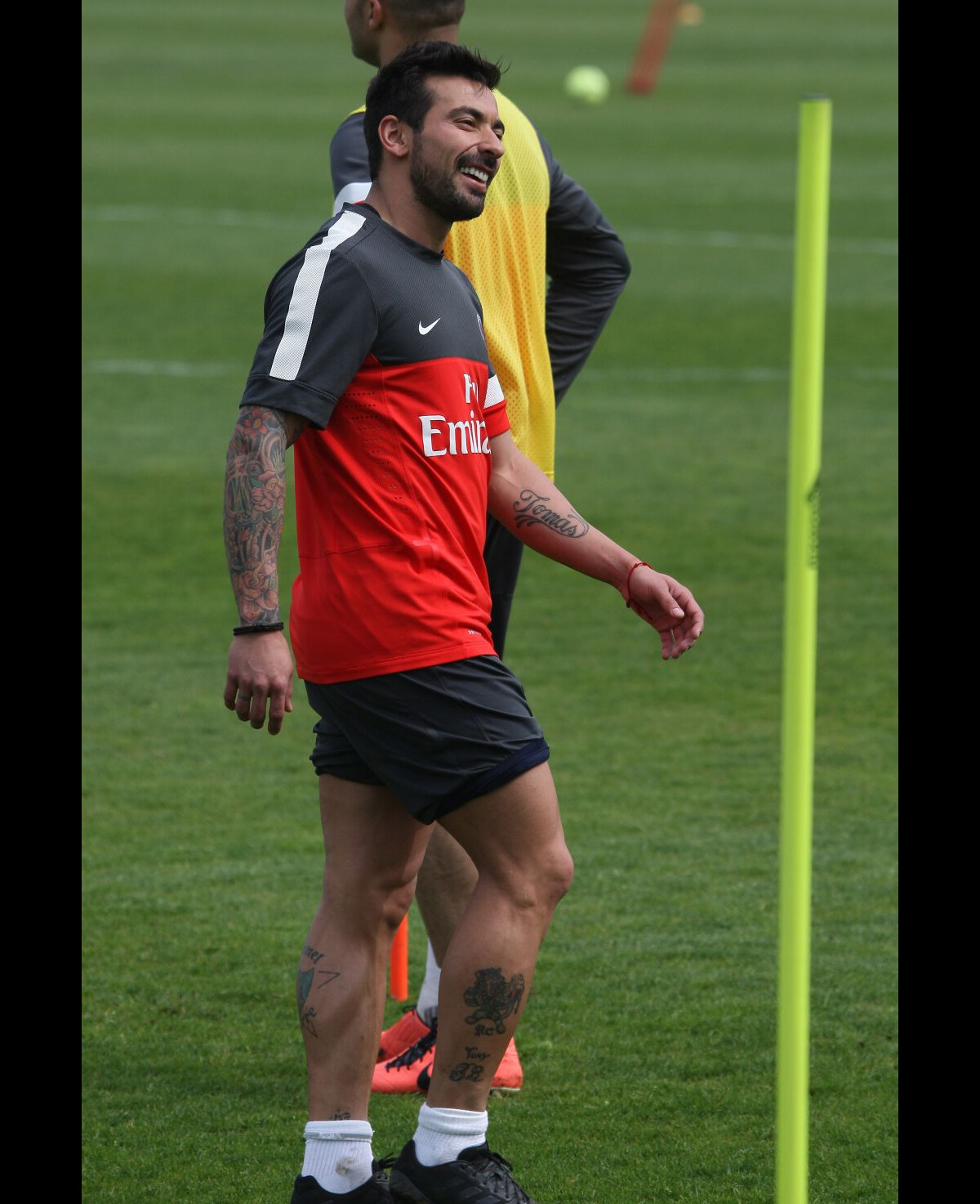 Photo : Ezequiel Lavezzi lors de l'entraînement du PSG au Camp des ...
