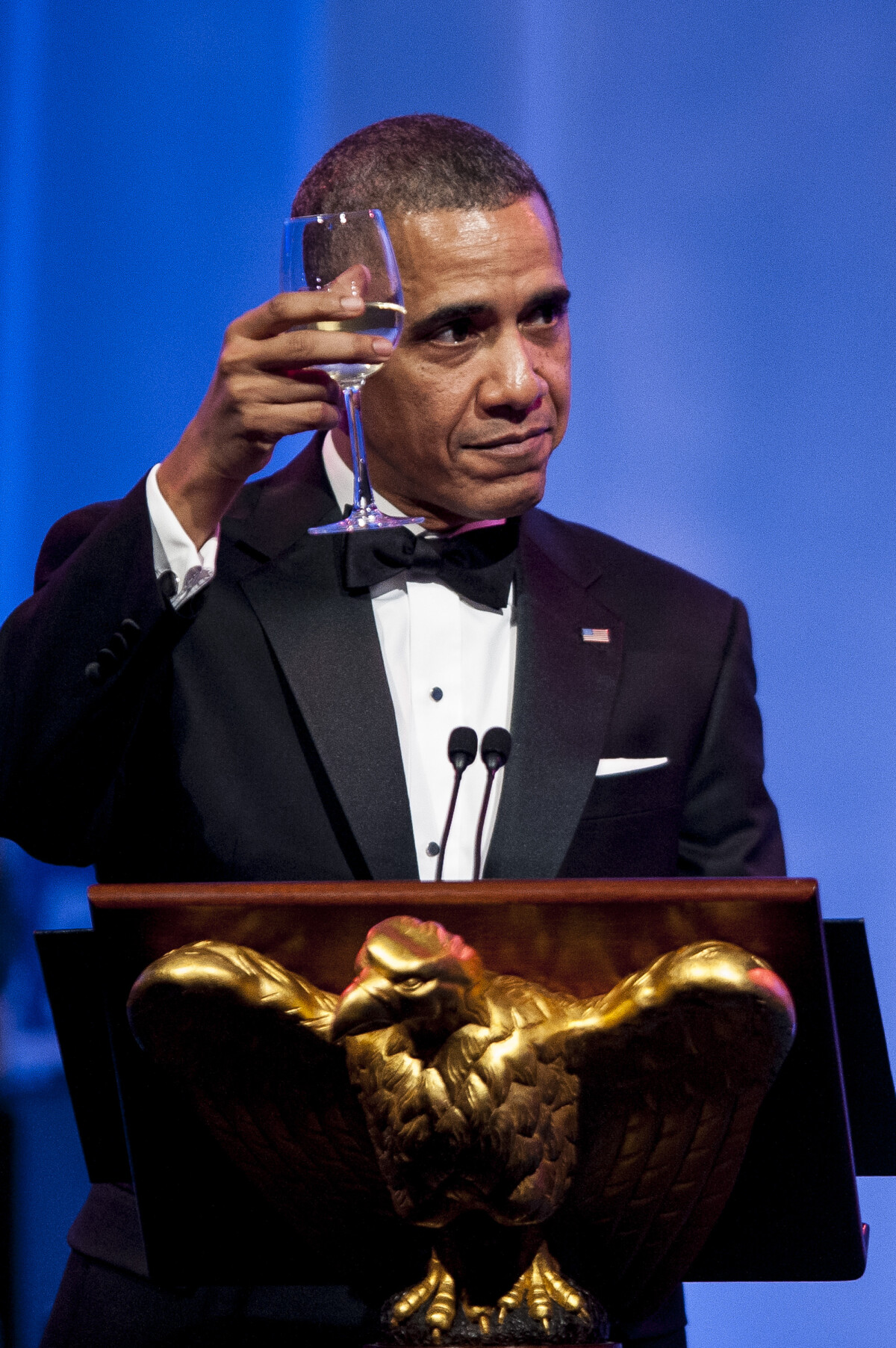 Photo : Barack Obama porte un toast lors du dîner d'Etat organisé à la ...