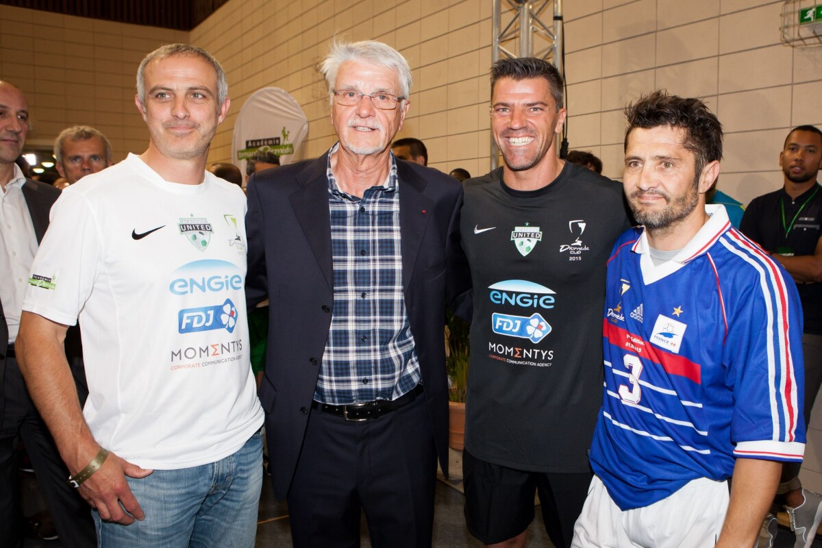 Photo : Alain Roche, Aime Jacquet, Gregory Coupet et Bixente Lizarazu ...