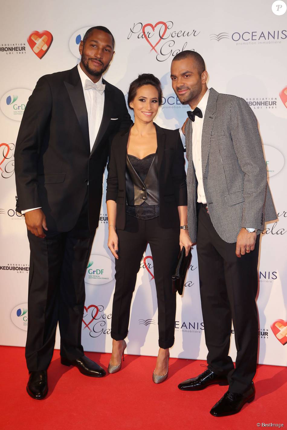 Boris Diaw, Axelle Francine et son mari Tony Parker lors du Par Coeur ...