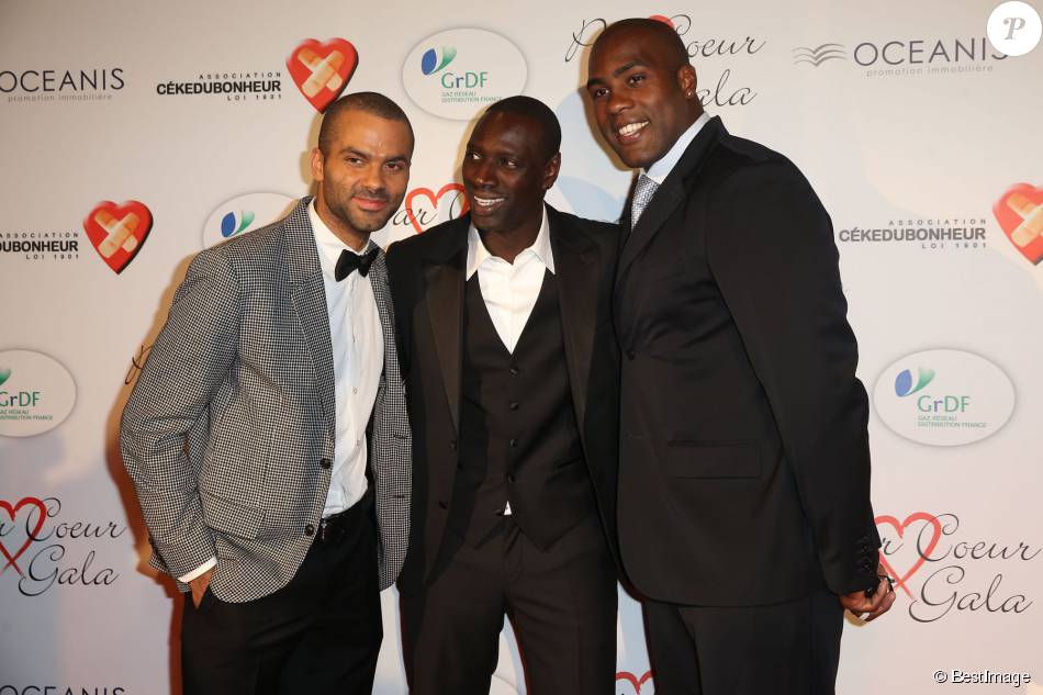 Tony Parker, Omar Sy et Teddy Riner lors du Par Coeur Gala pour les 10 ...