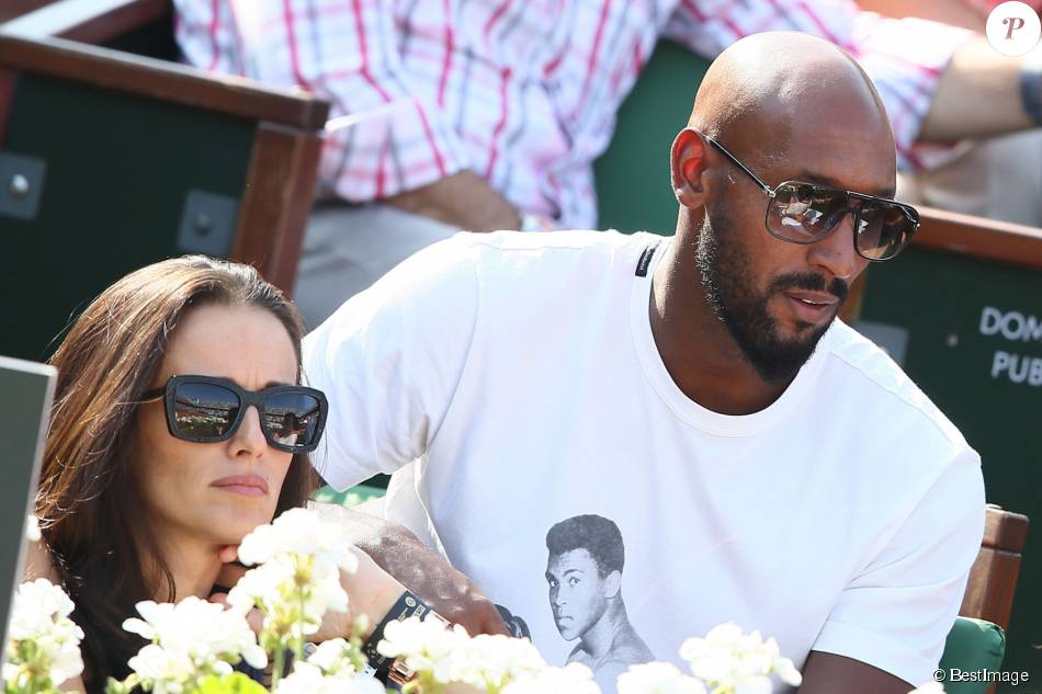 Nicolas Anelka et sa femme Barbara à Roland-Garros à Paris, le 13 ...