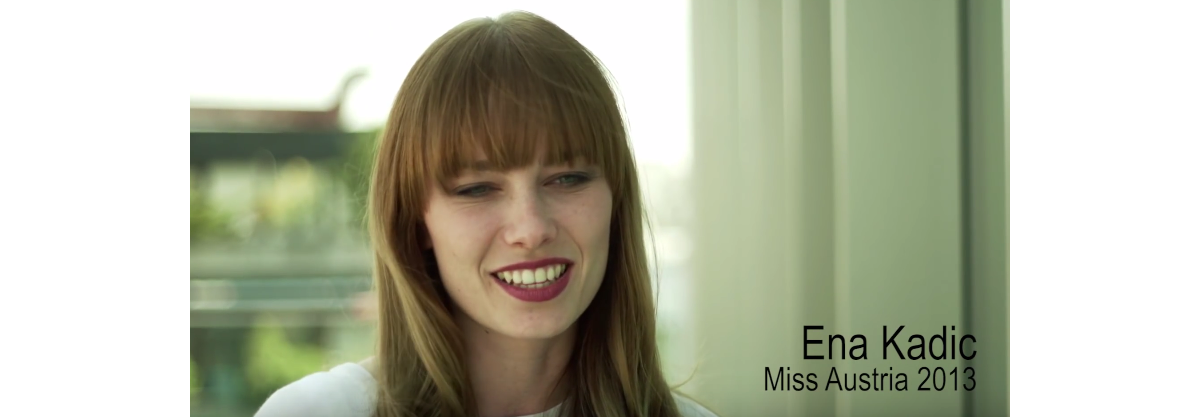 Photo : Ena Kadić alias Miss Autriche 2013 lors d'une interview / image ...