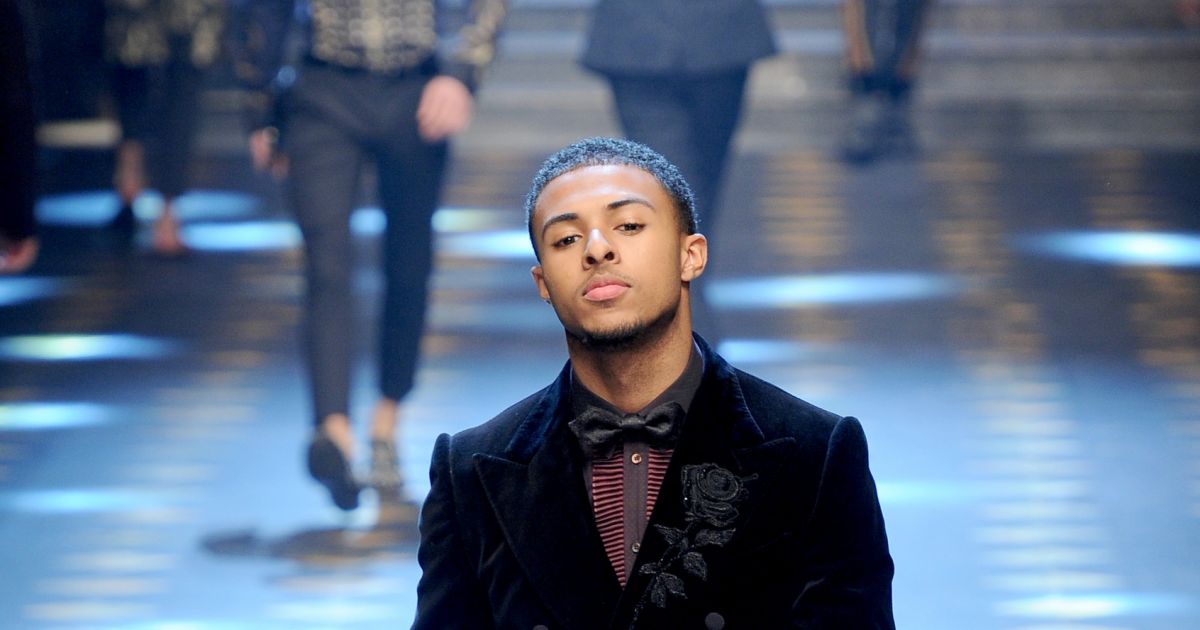 Diggy Simmons (fils de Rev Run et Justine Jones) défile pour Dolce & Gabbana à la Fashion Week ...