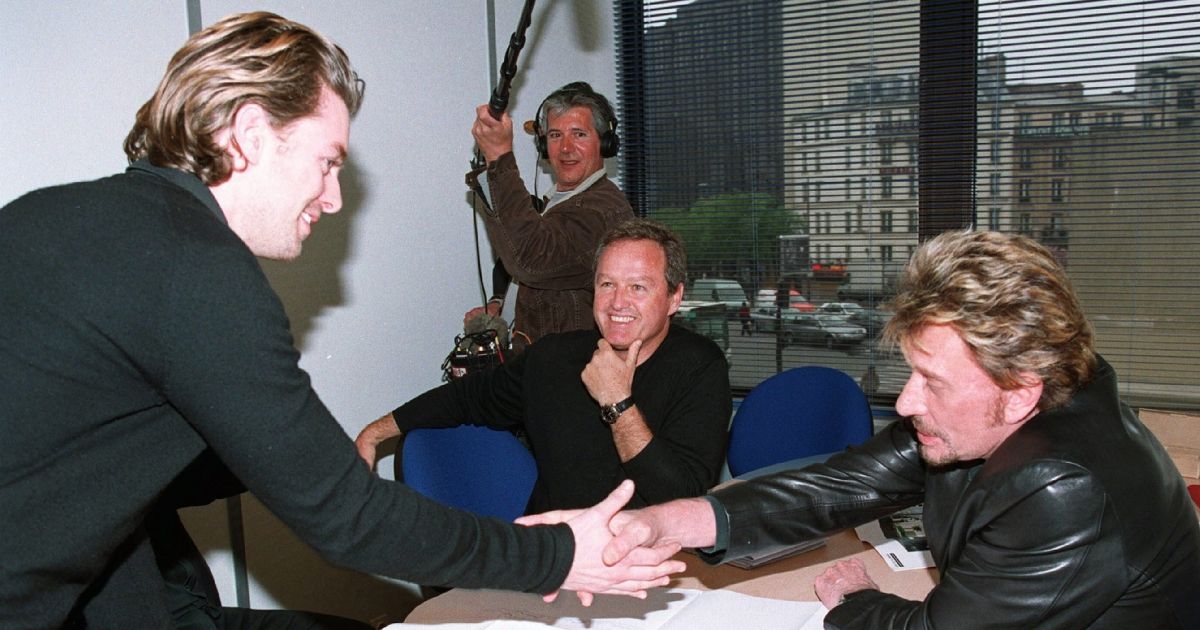 André Boudou et Grégory - Tournage de J-60 avec Johnny Hallyday, le 2 ...