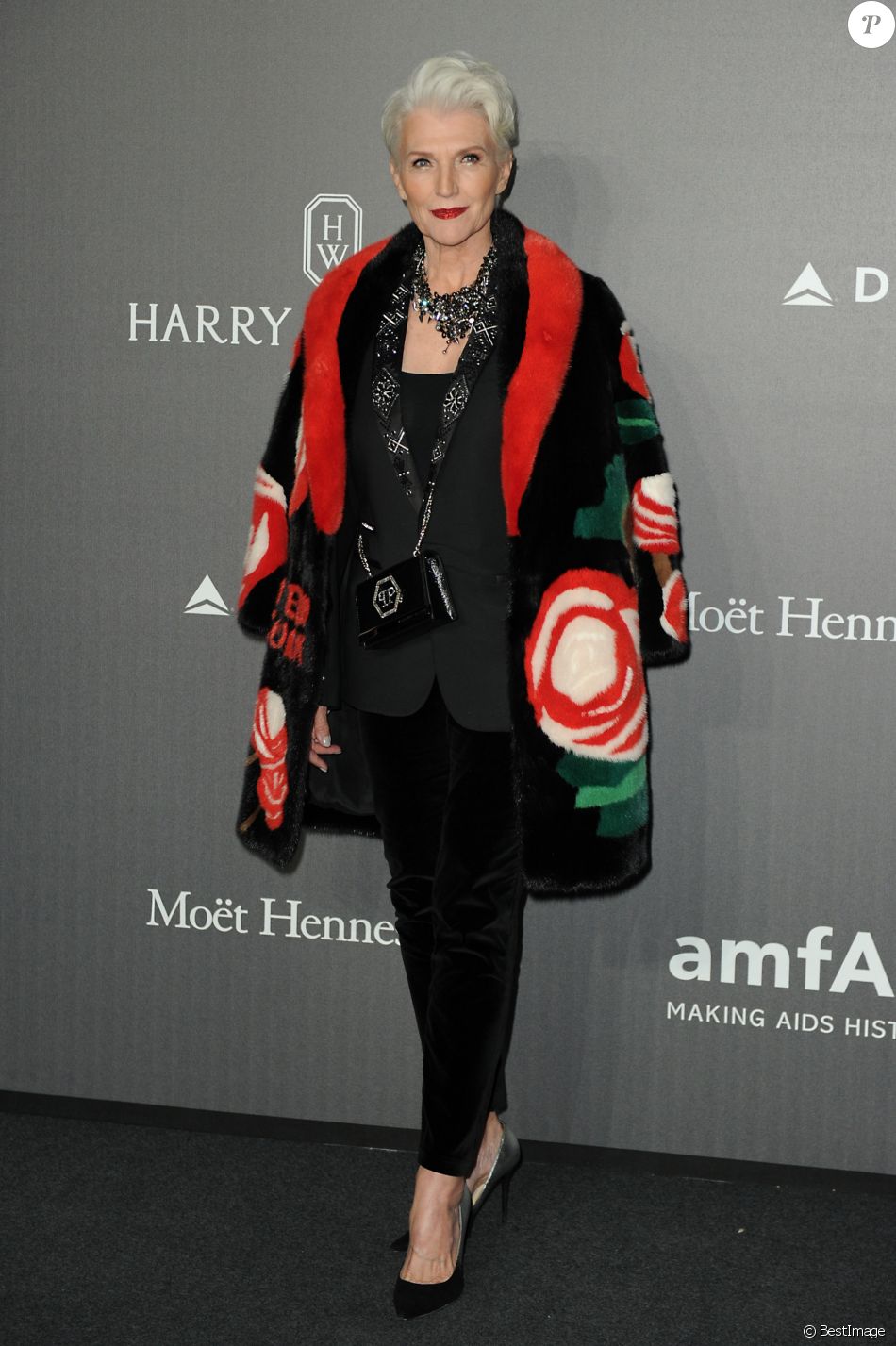 Maye Musk (la mère d'Elon Musk) au photocall de l'amfAR 2017 à Milan ...