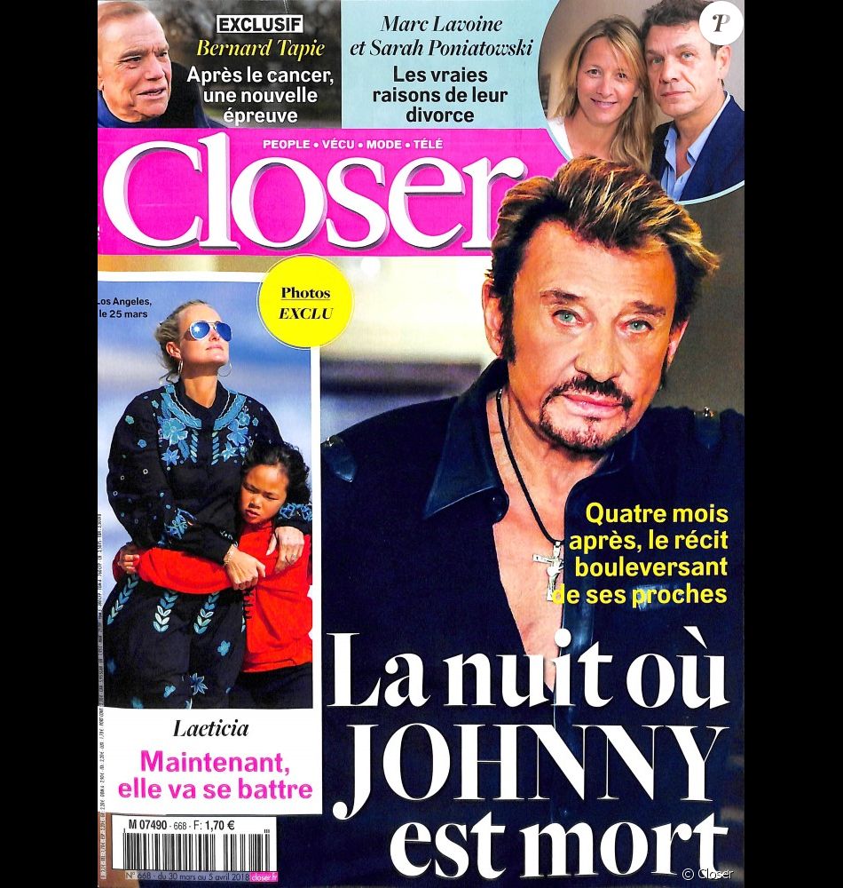 Couverture du magazine Closer, nuémro du 30 mars 2018. - Purepeople
